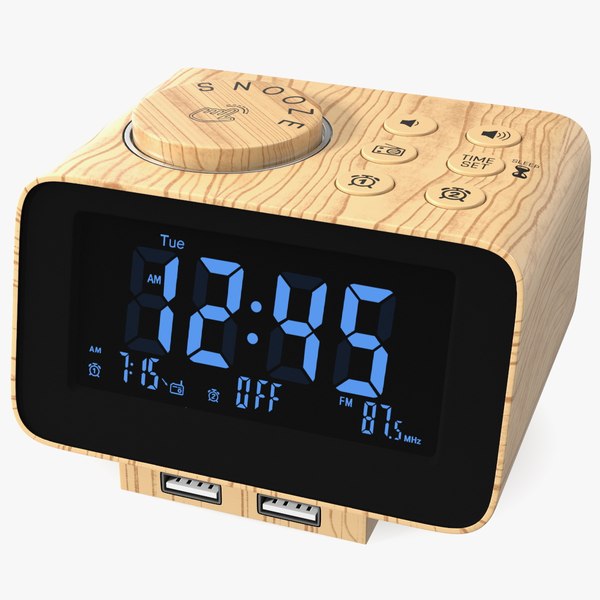 modelo 3d Digital Alarm Clock Radio Wooden - TurboSquid 2026036
