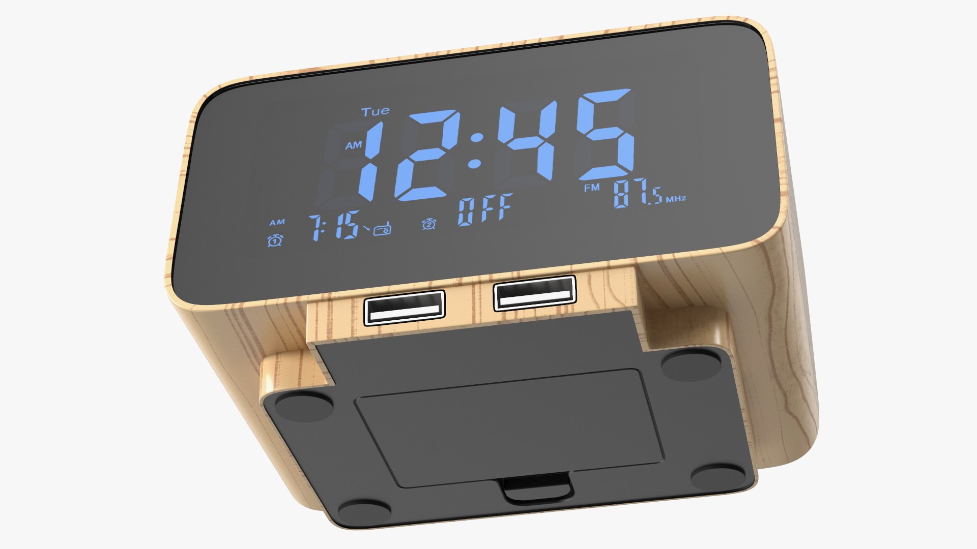 3D Digital Alarm Clock Radio Wooden - TurboSquid 2026036