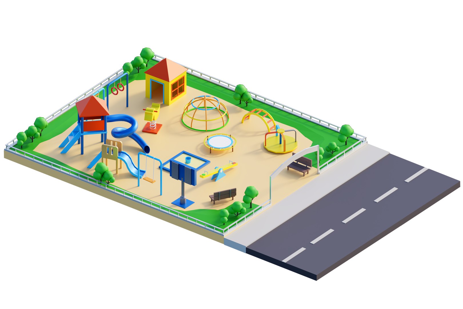 3D Isometric Playground 3D - TurboSquid 1747085