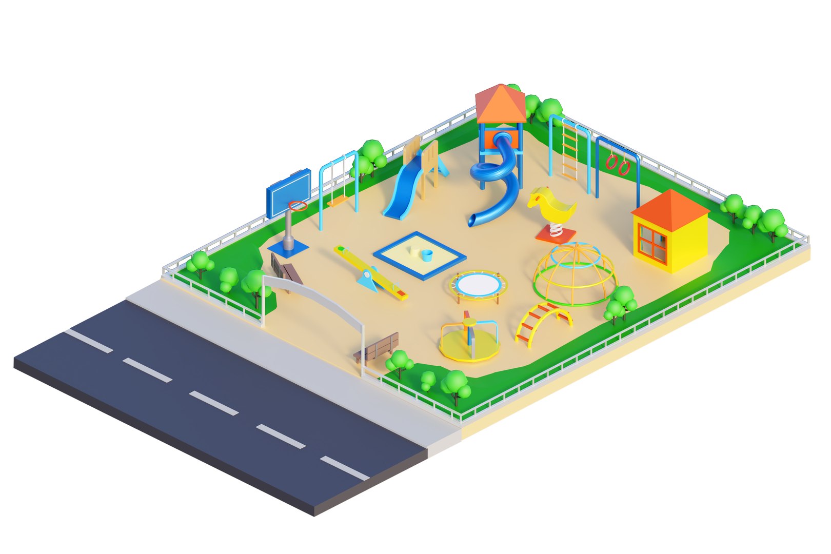3D Isometric Playground 3D - TurboSquid 1747085