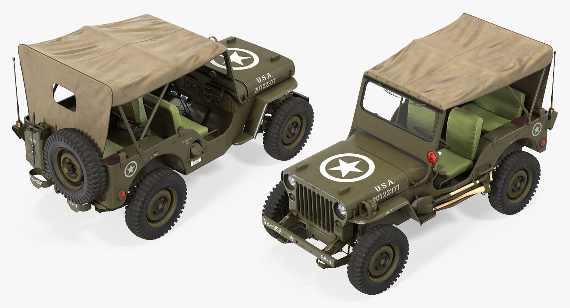 3d Jeep Willys 1944 Convertible Model