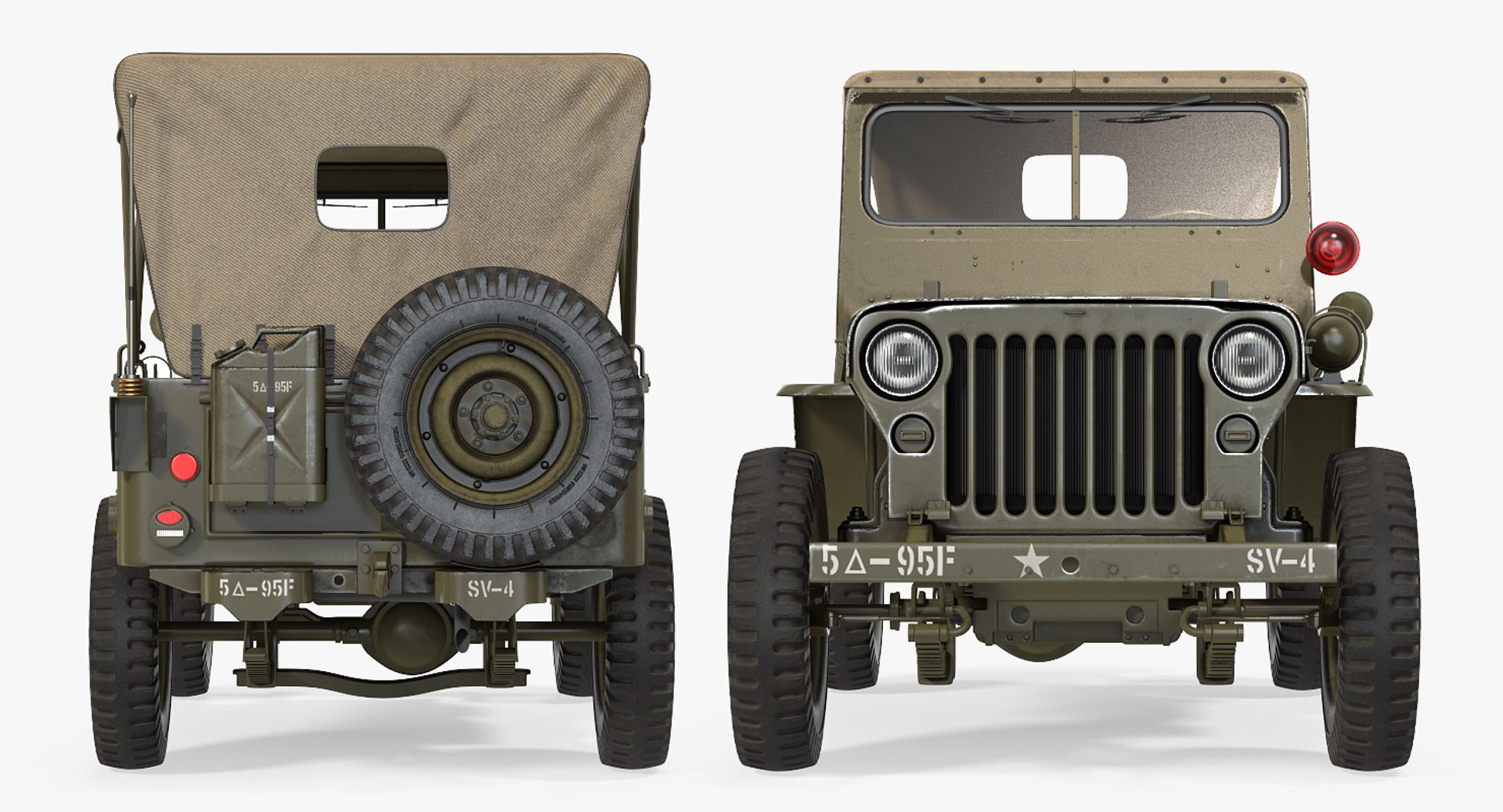 3d Jeep Willys 1944 Convertible Model