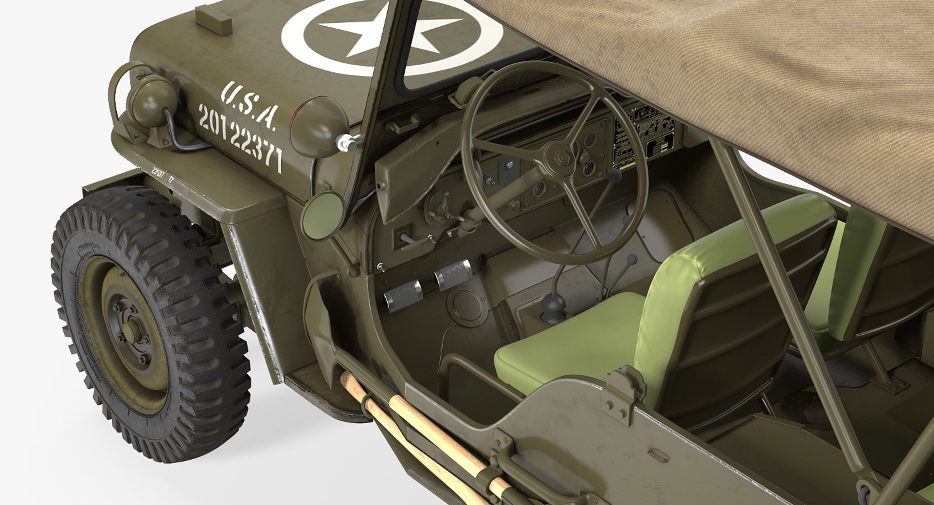 3d Jeep Willys 1944 Convertible Model