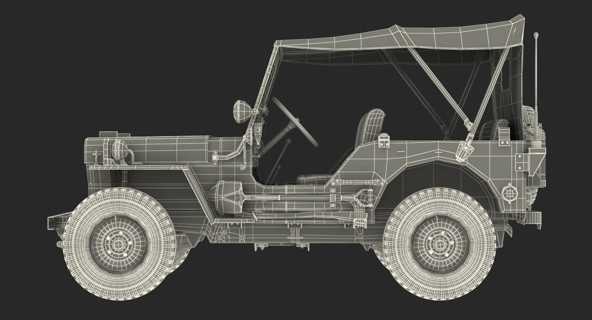 3d jeep willys 1944 convertible model
