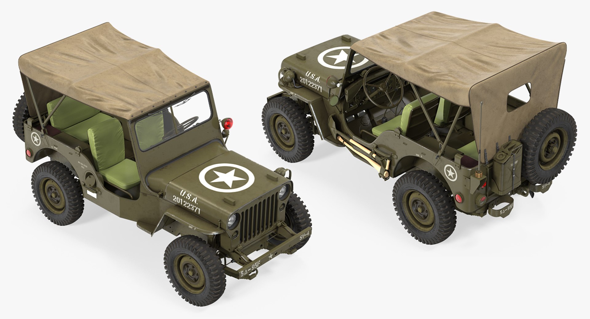 3d Jeep Willys 1944 Convertible Model