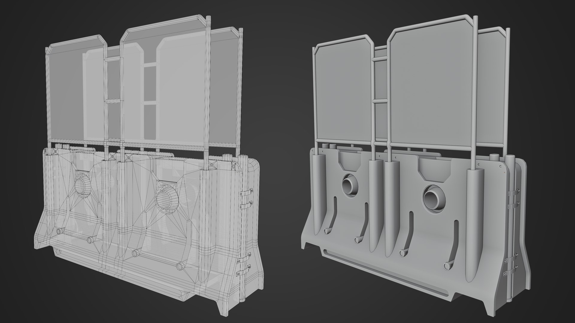 Wooden - Metal Sci-Fi Cyberpunk Barrier Collection 3D - TurboSquid 2356405