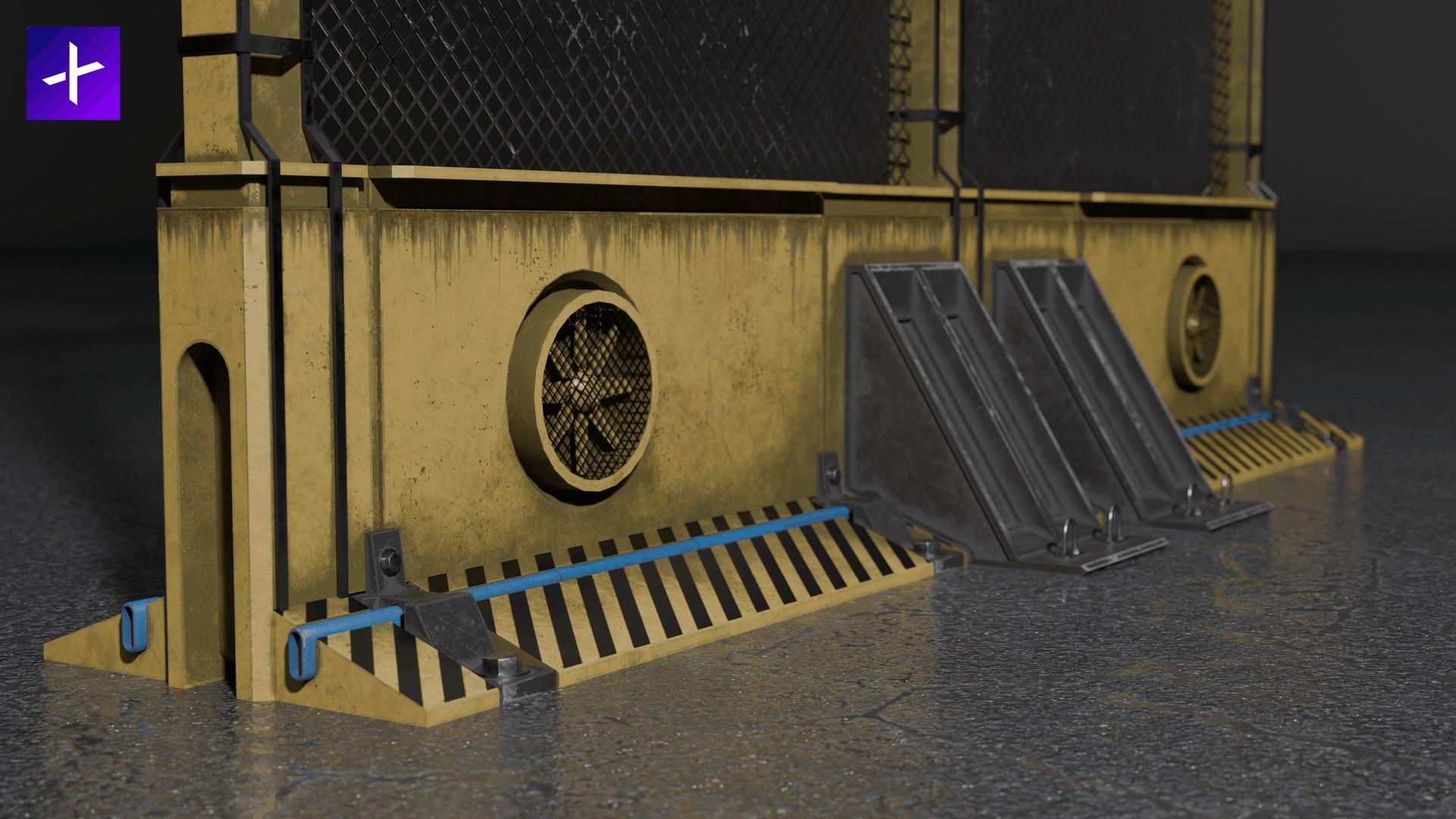 Wooden - Metal Sci-Fi Cyberpunk Barrier Collection 3D - TurboSquid 2356405