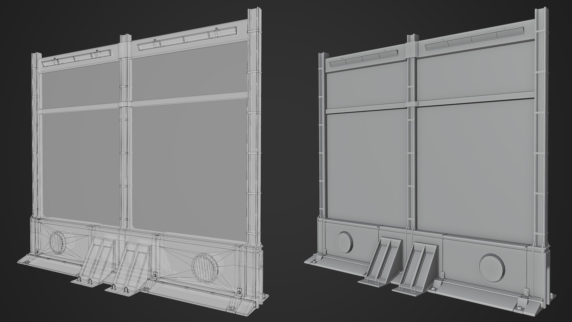 Wooden - Metal Sci-Fi Cyberpunk Barrier Collection 3D - TurboSquid 2356405