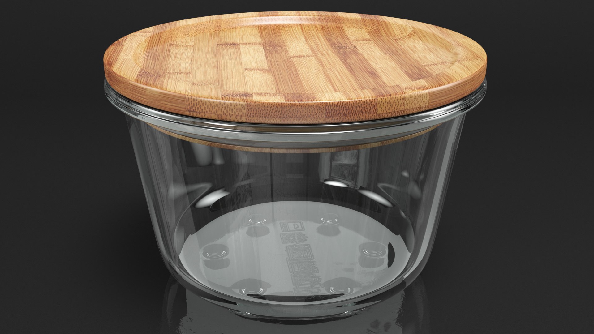 Round Glass Food Storage Container With Bamboo Lid 600ml 3D Model ...