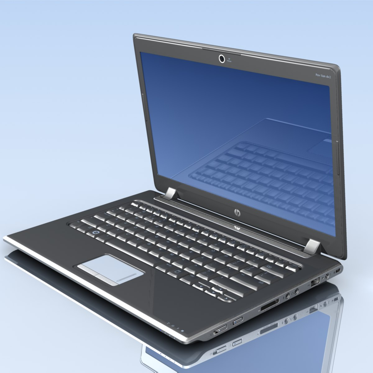 notebook hp pavilion dv2 3d model