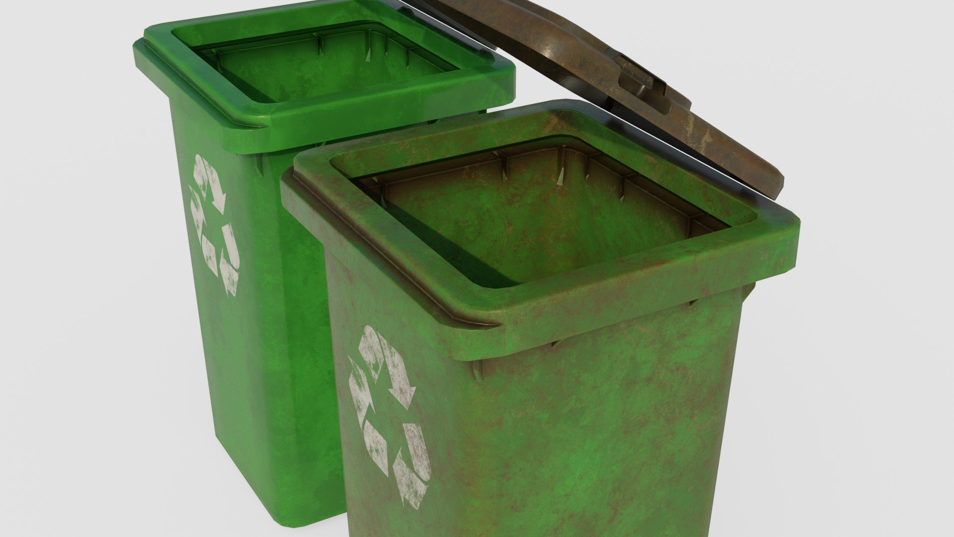 Plastic dust bin with 4k pbr textures clean and dirty 3D model ...