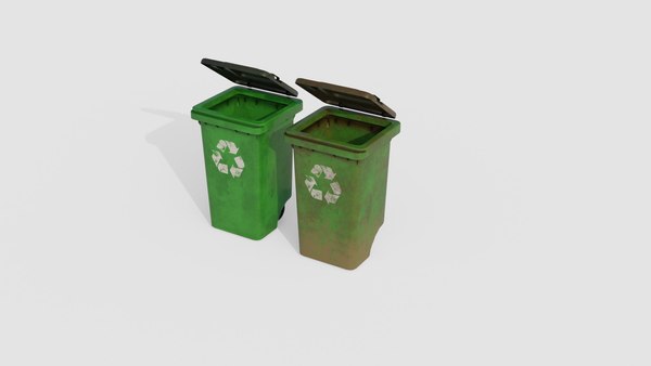 Plastic dust bin with 4k pbr textures clean and dirty 3D model ...