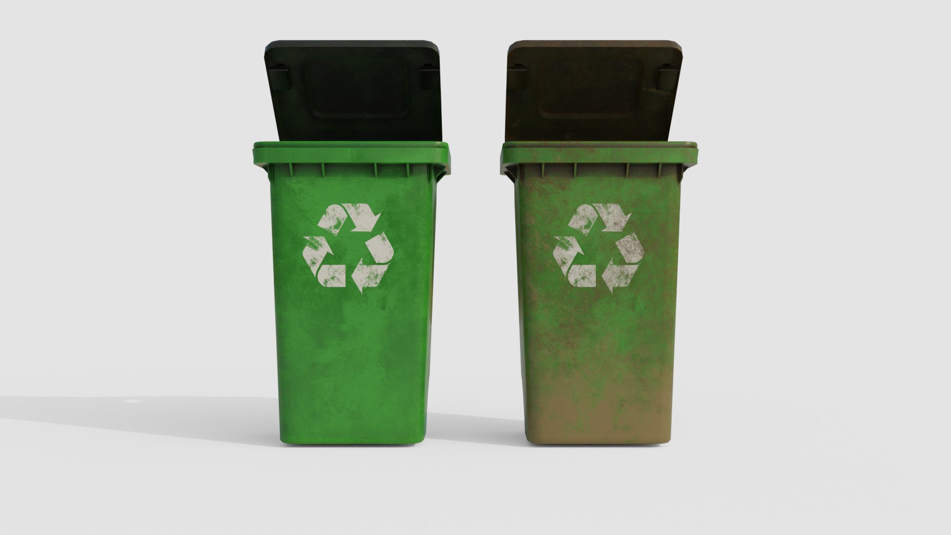 Plastic dust bin with 4k pbr textures clean and dirty 3D model ...