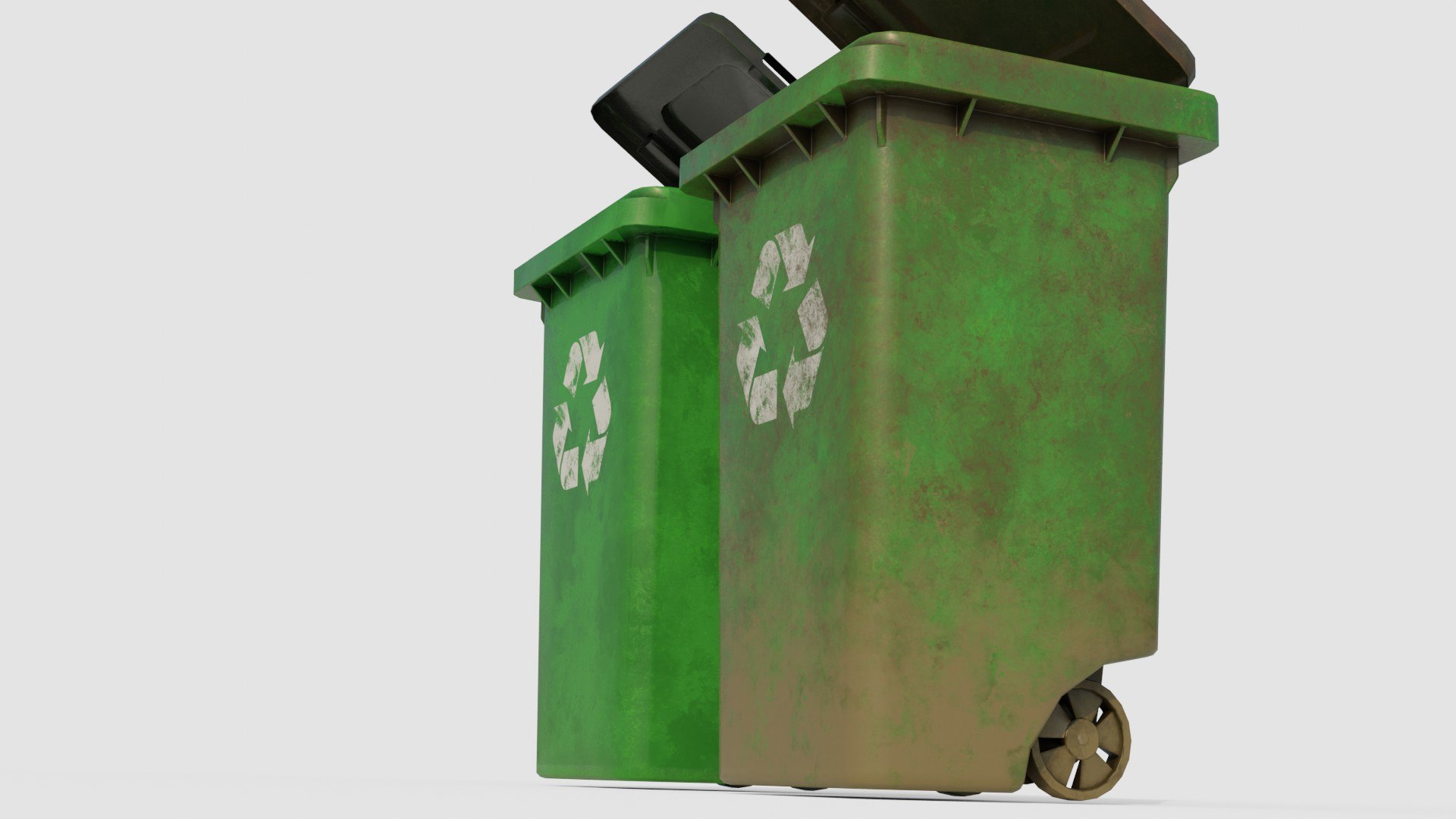 Plastic dust bin with 4k pbr textures clean and dirty 3D model ...