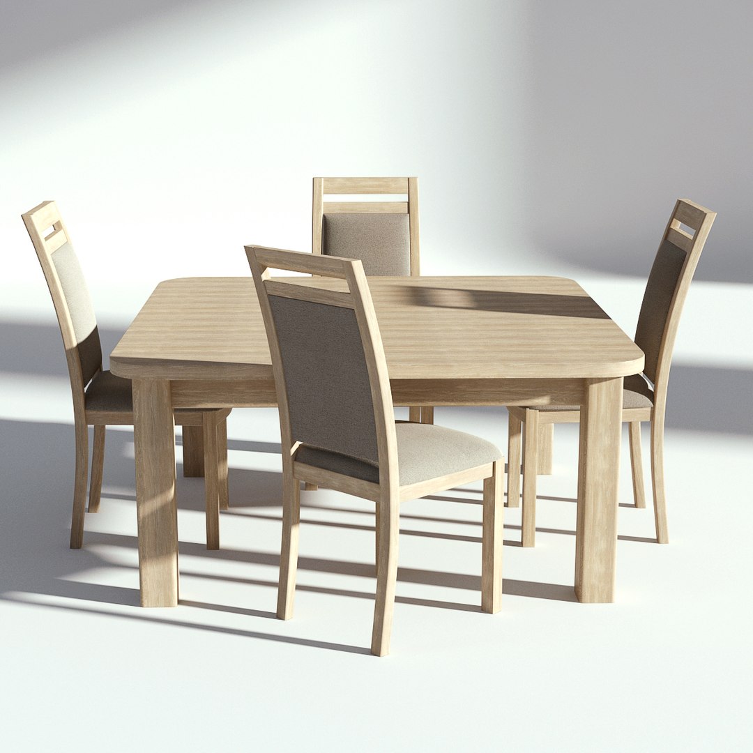 Wooden Table Chairs 3D Model - TurboSquid 1448890