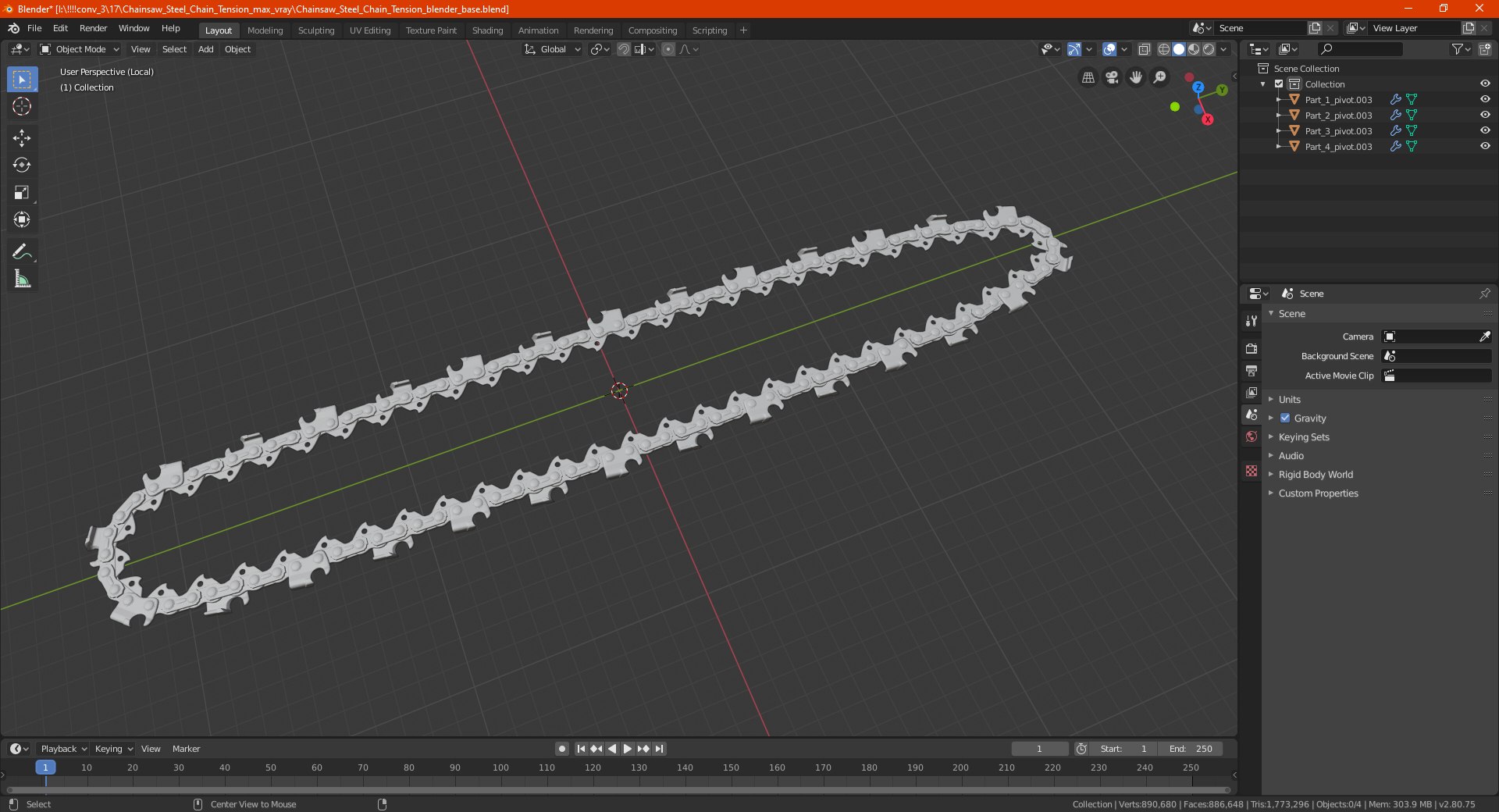 3D Chainsaw Steel Chain Tension Model - TurboSquid 1883230
