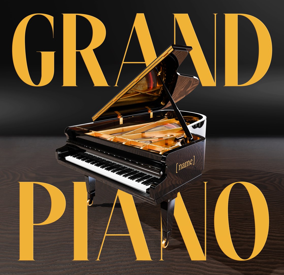 Realistic Concert Grand Piano - Custom Name Model - TurboSquid 2196618