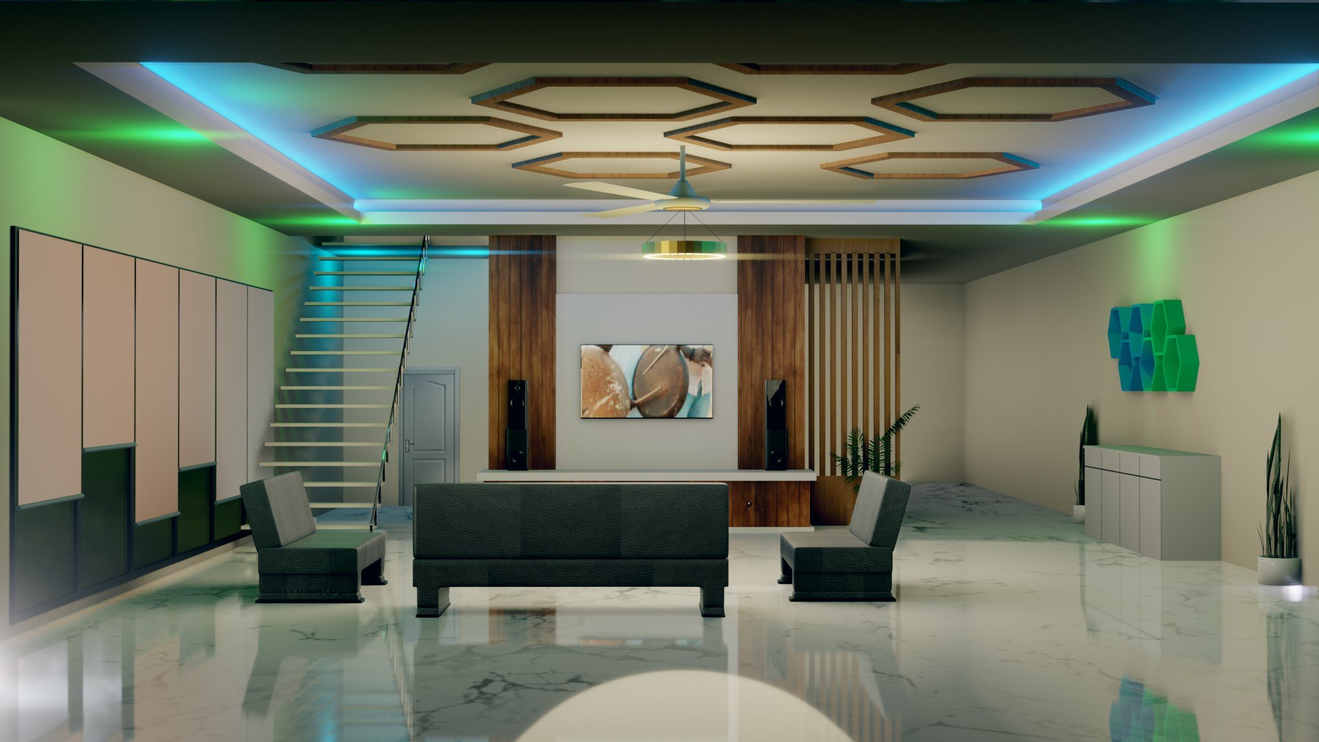 Interior do Hall - Low Poly - Game Ready Modelo 3D - TurboSquid 1757045