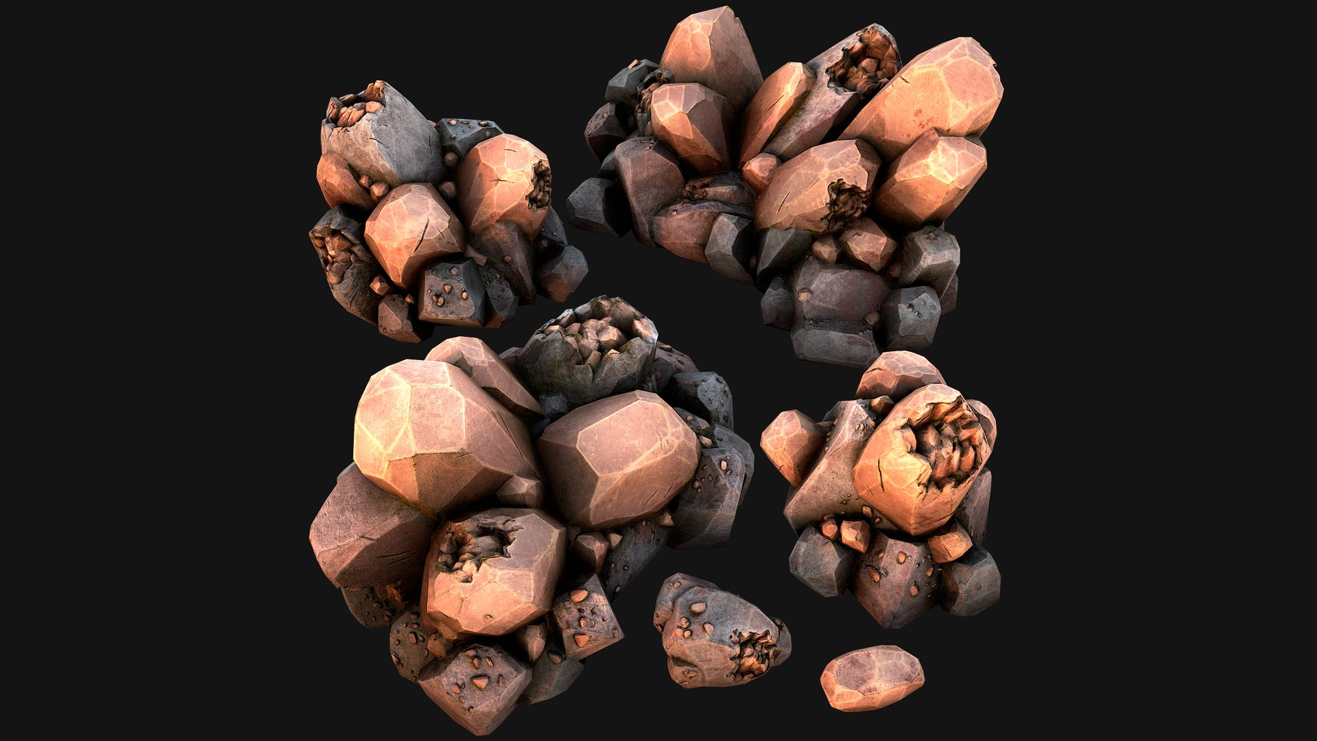 3D Copper Deposits Ore And Stones Resource Set Model - TurboSquid 2302678
