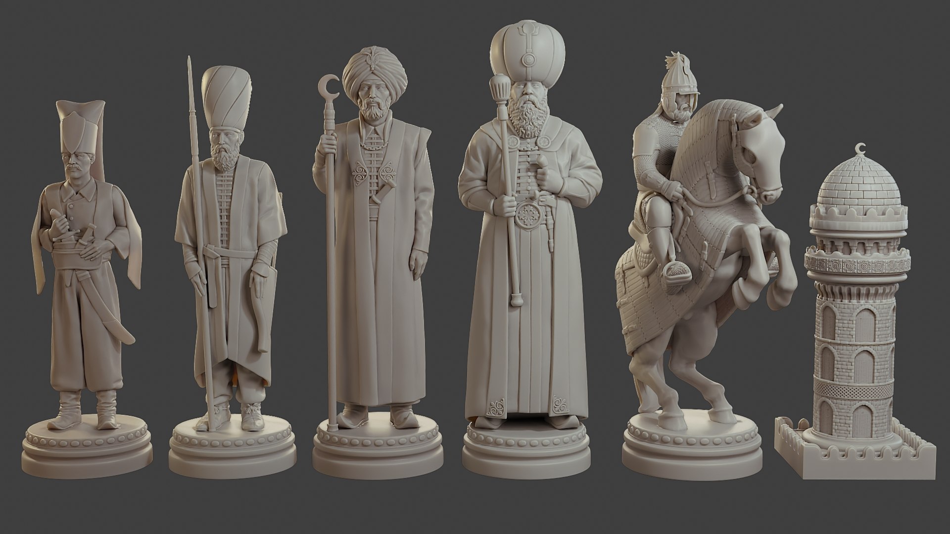 3D Model Medieval Ottoman Chess Set MOCHS 1 - TurboSquid 2347232