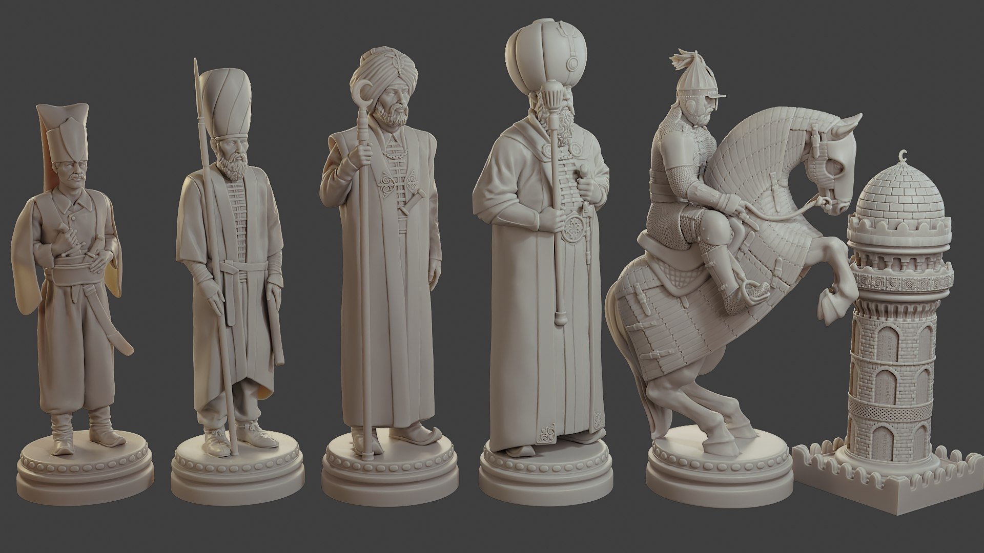 3D Model Medieval Ottoman Chess Set MOCHS 1 - TurboSquid 2347232