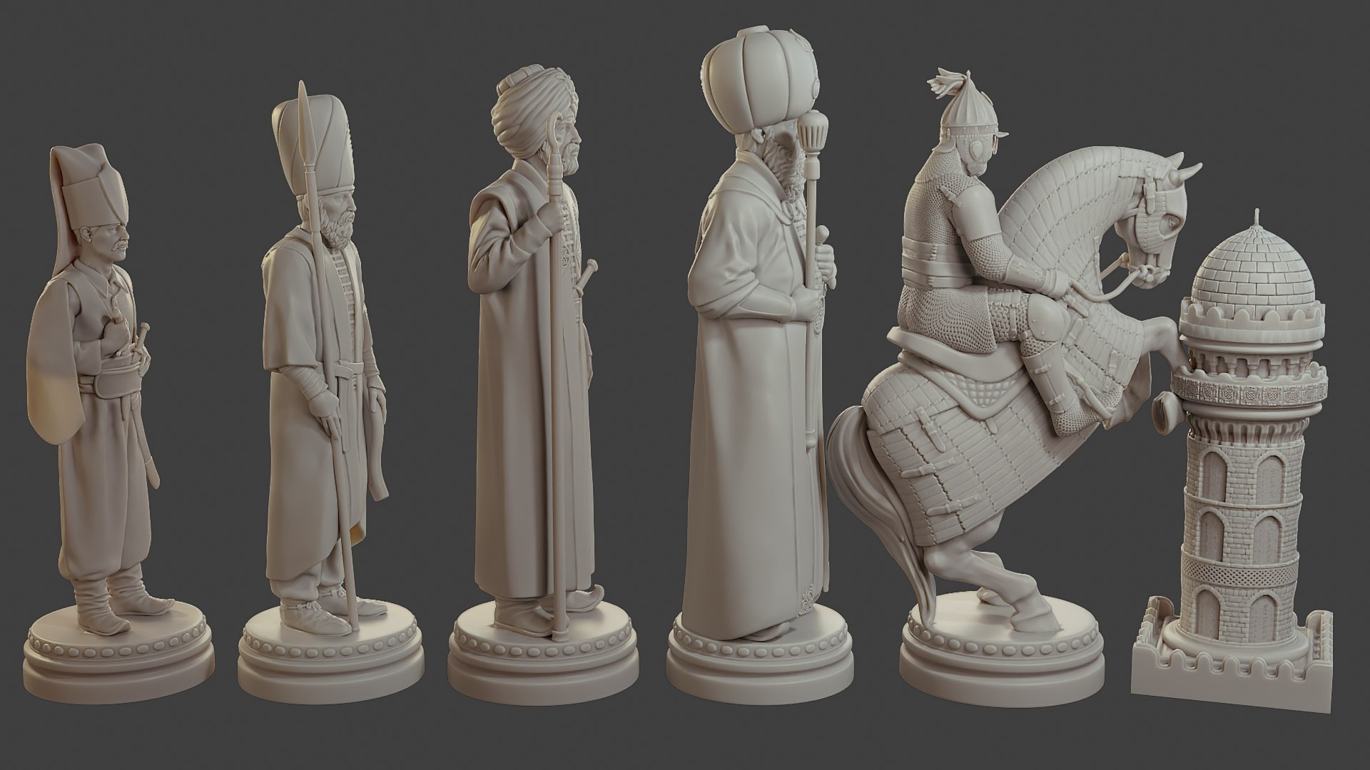 3D Model Medieval Ottoman Chess Set MOCHS 1 - TurboSquid 2347232