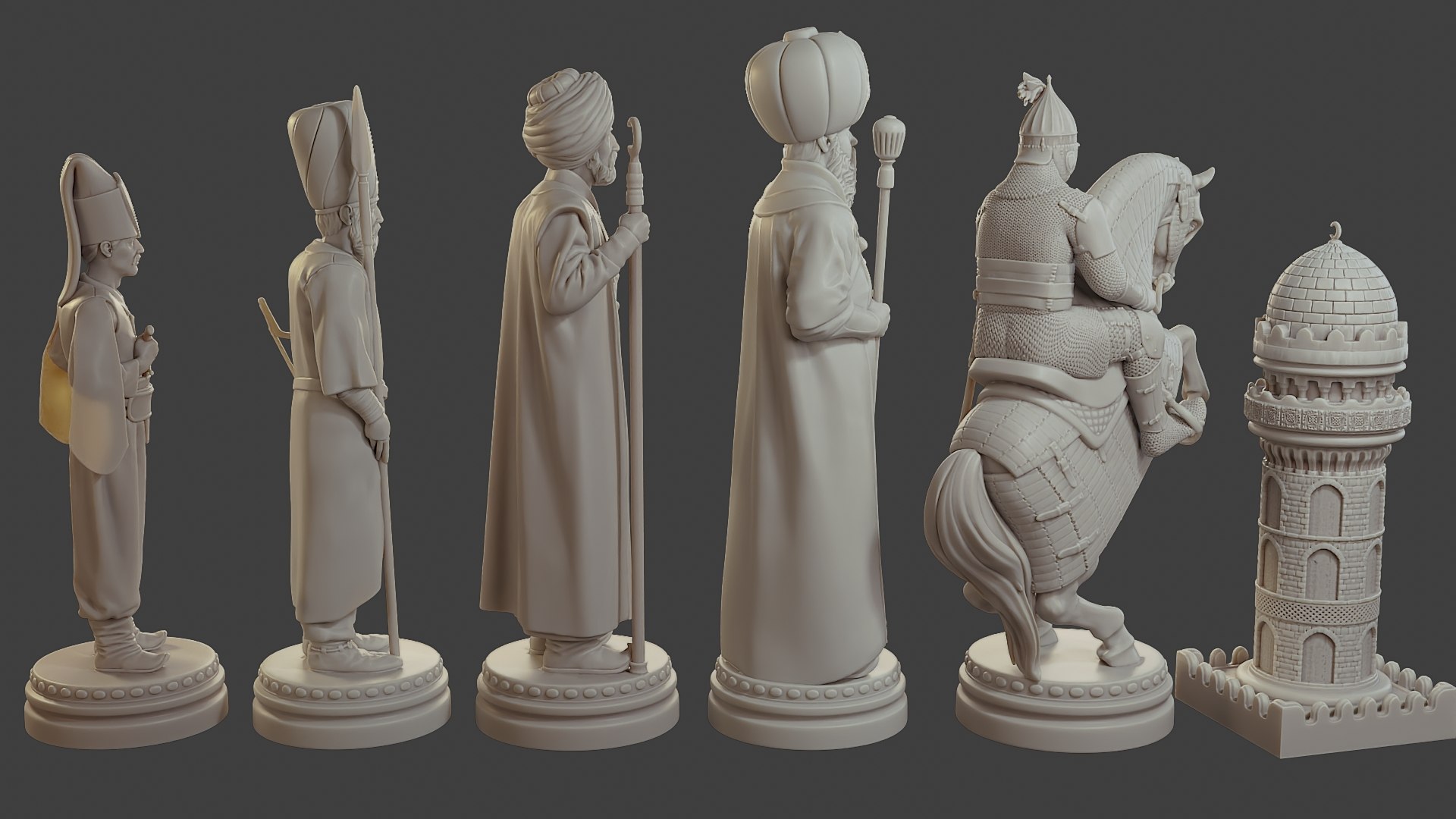 3D Model Medieval Ottoman Chess Set MOCHS 1 - TurboSquid 2347232