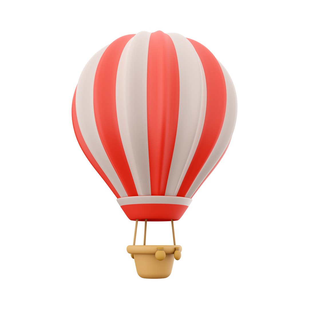 3D 3d Hot Air Balloon With Red And White Stripes Icon Model ...