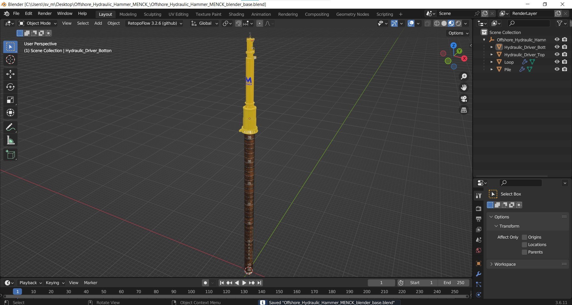 Offshore Hydraulic Hammer MENCK 3D - TurboSquid 2346039