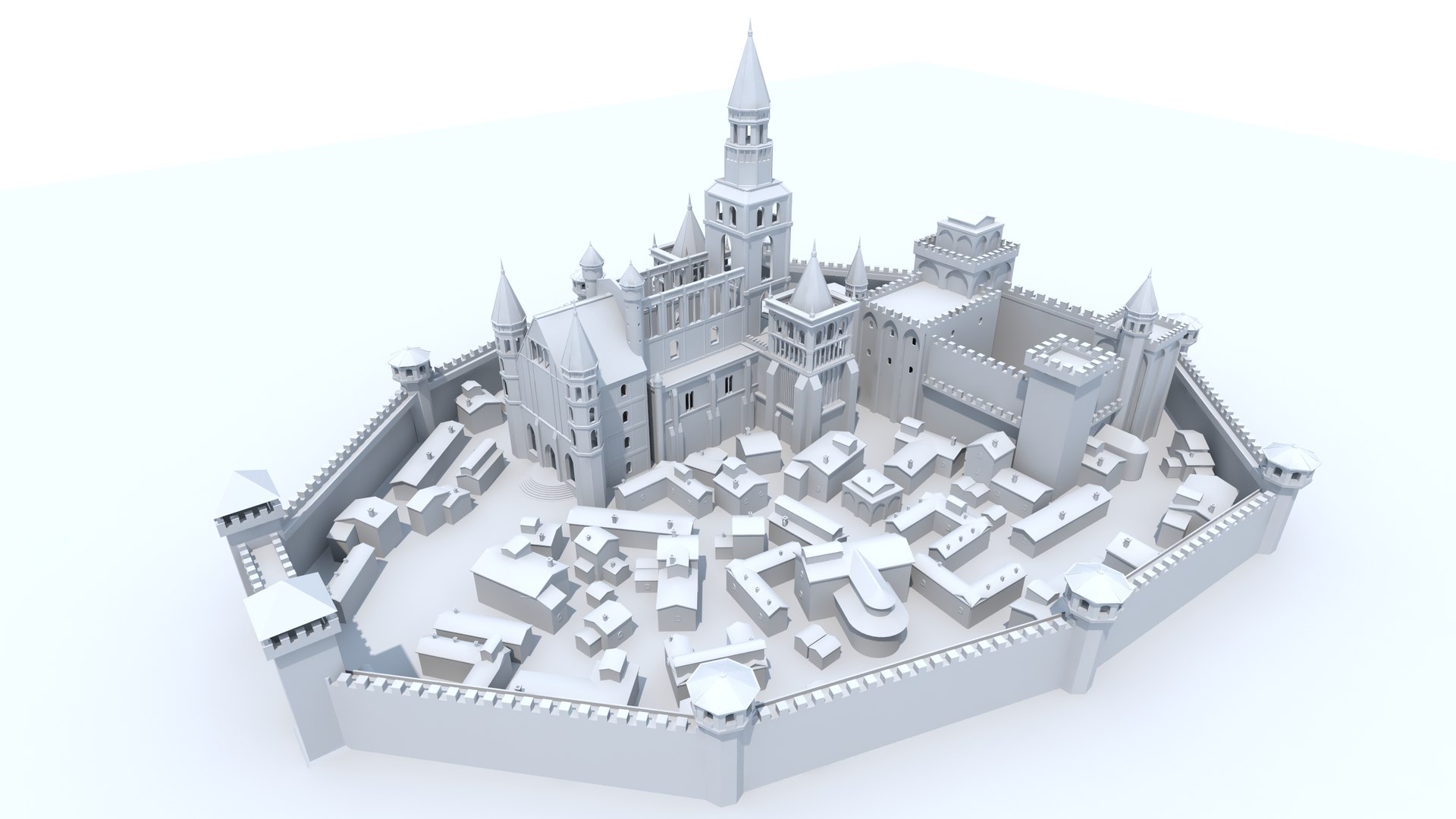 Medieval Cityscape Castle City Model - TurboSquid 1282123