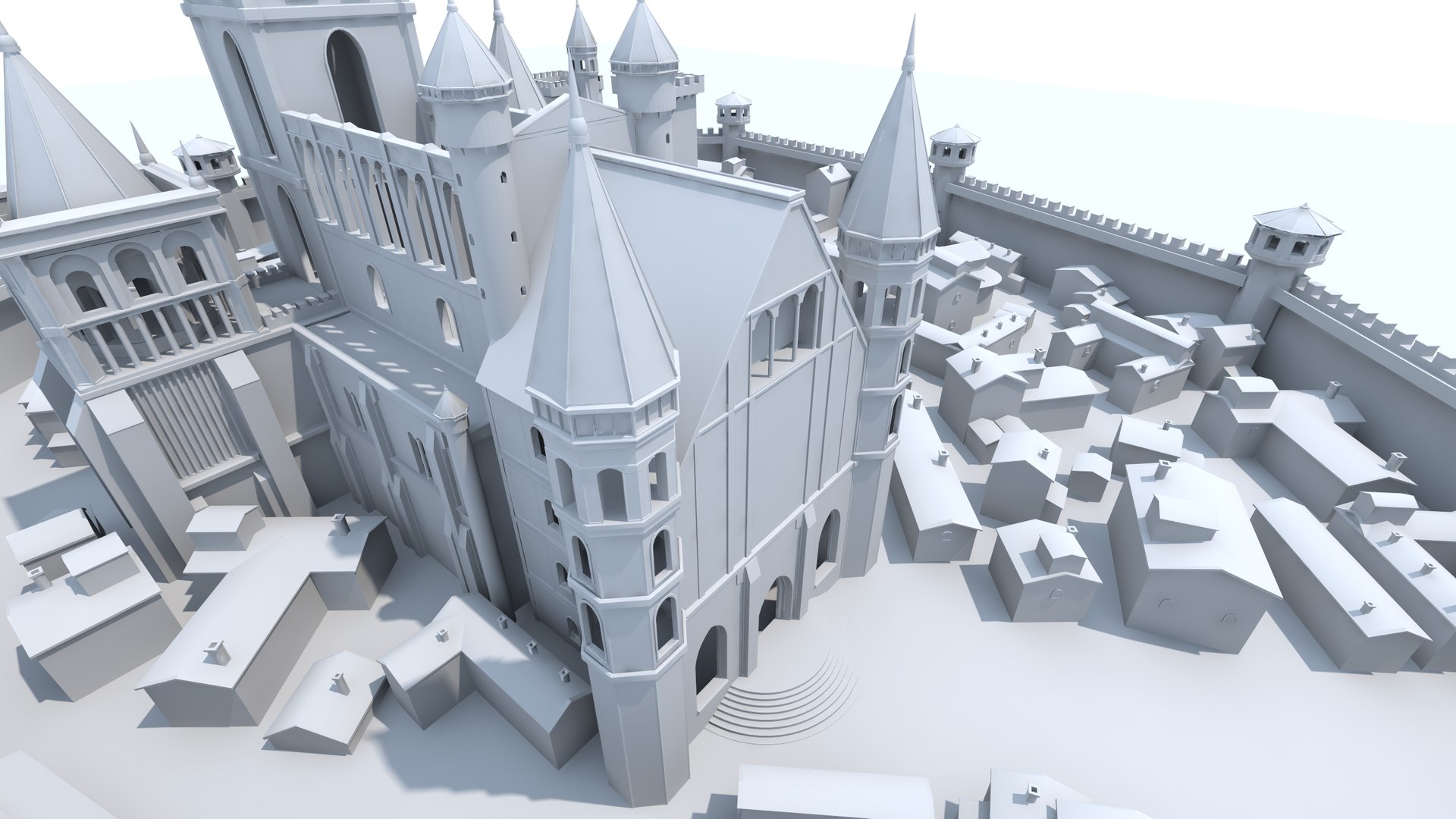 Medieval Cityscape Castle City Model - TurboSquid 1282123