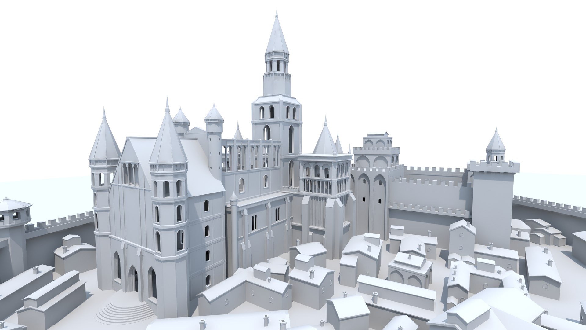 Medieval Cityscape Castle City Model - TurboSquid 1282123