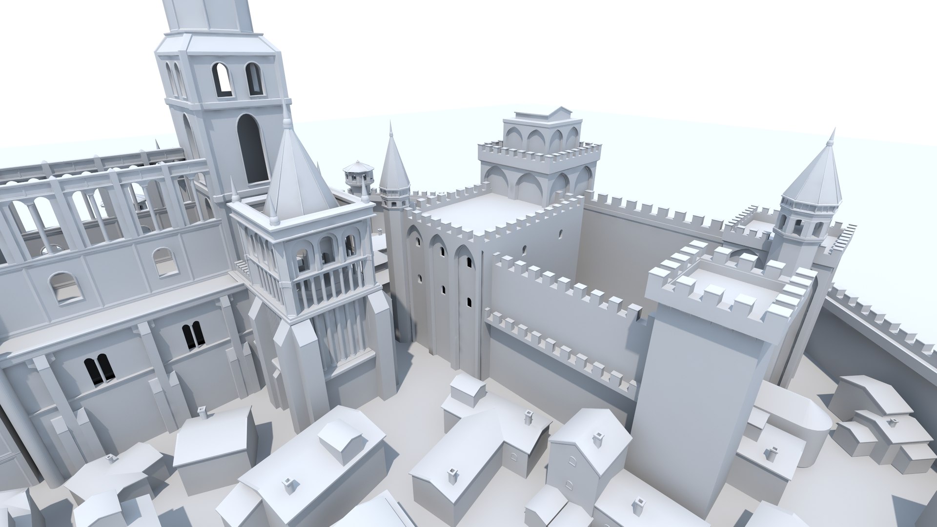 Medieval Cityscape Castle City Model - TurboSquid 1282123