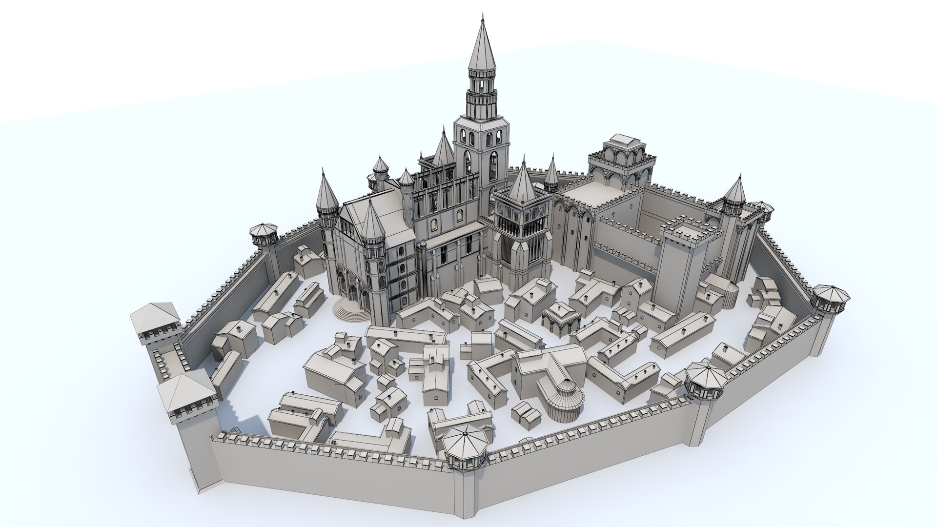 Medieval Cityscape Castle City Model - TurboSquid 1282123