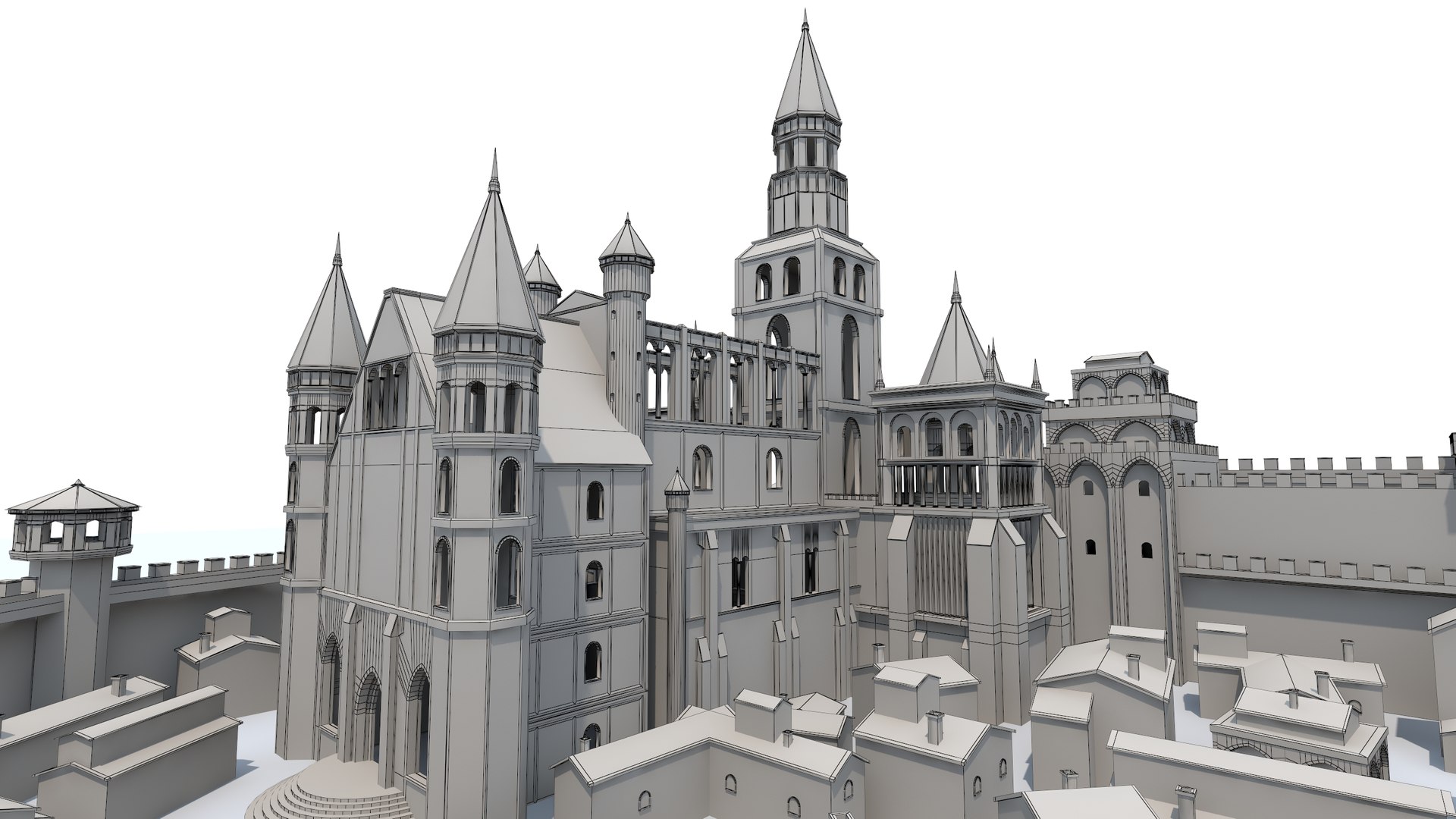 Medieval Cityscape Castle City Model - TurboSquid 1282123