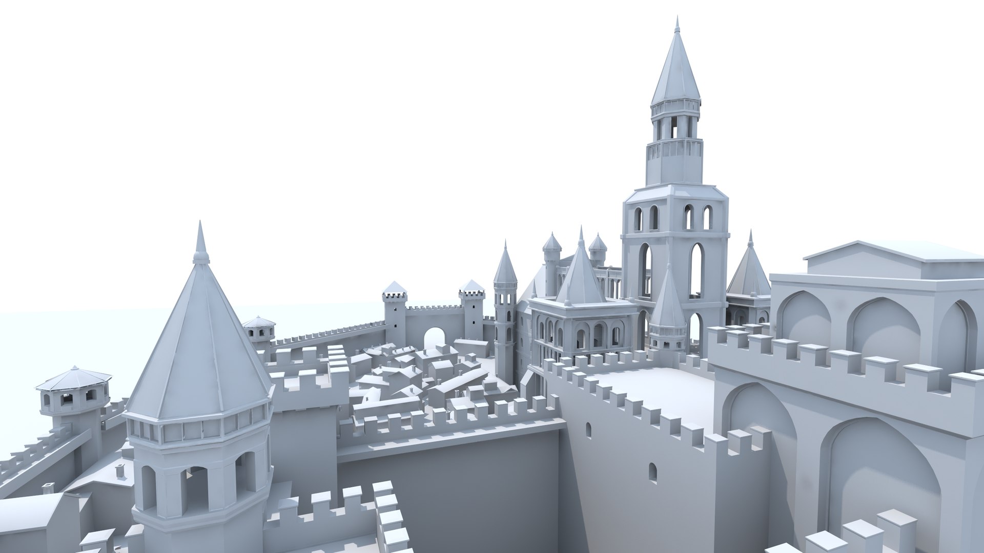 Medieval Cityscape Castle City Model - TurboSquid 1282123