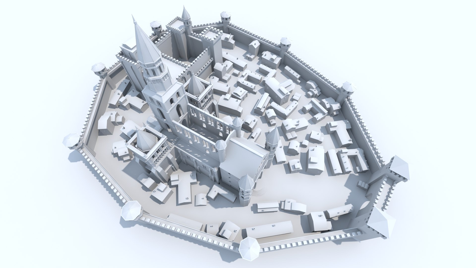 Medieval Cityscape Castle City Model - TurboSquid 1282123
