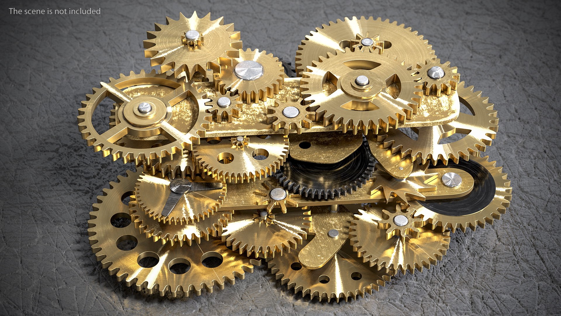 Clockwork Gear Mechanism Brass 3D Model - TurboSquid 1652210