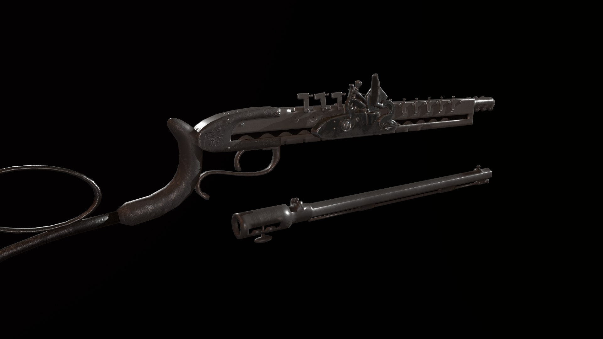 3D Flintlock Multishot Rifle Model - TurboSquid 1248537