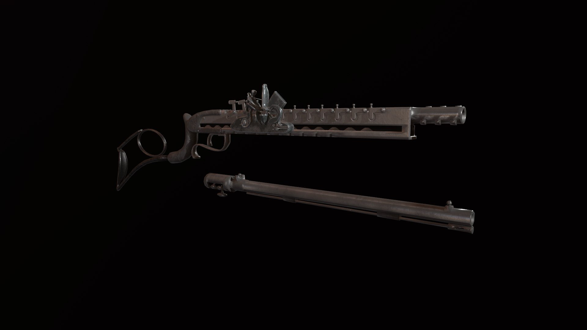 3D Flintlock Multishot Rifle Model - TurboSquid 1248537