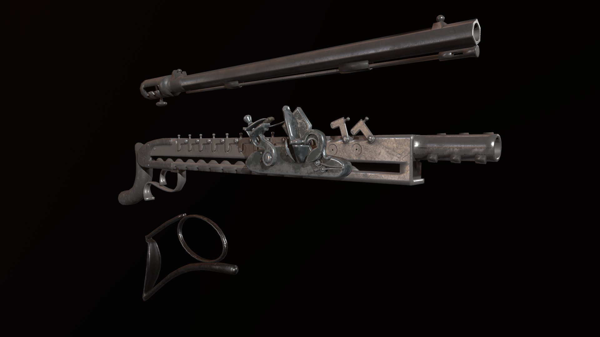 3D Flintlock Multishot Rifle Model - TurboSquid 1248537