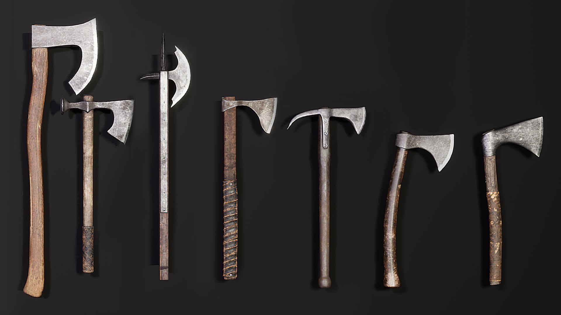 3D Model Medieval Weapon - Axes And Hammers - TurboSquid 2197445