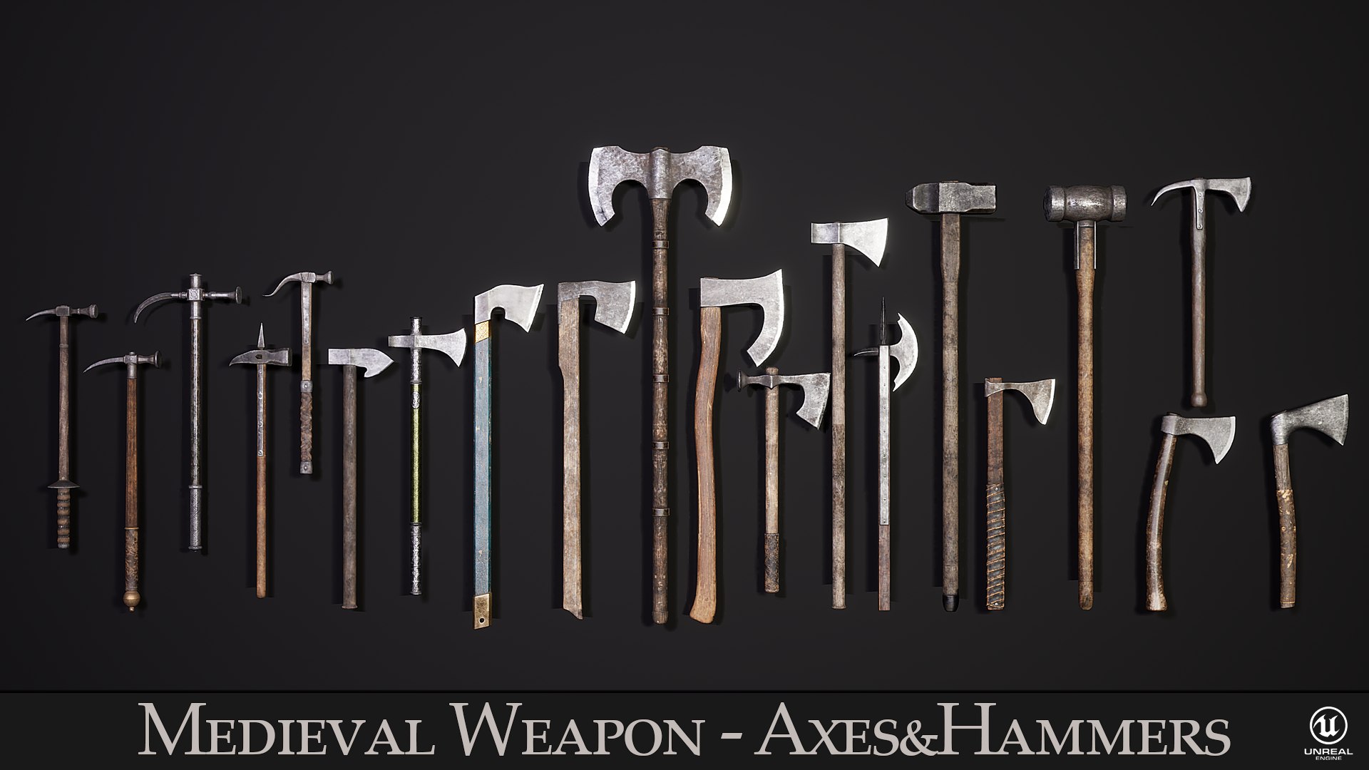 3D Model Medieval Weapon - Axes And Hammers - TurboSquid 2197445
