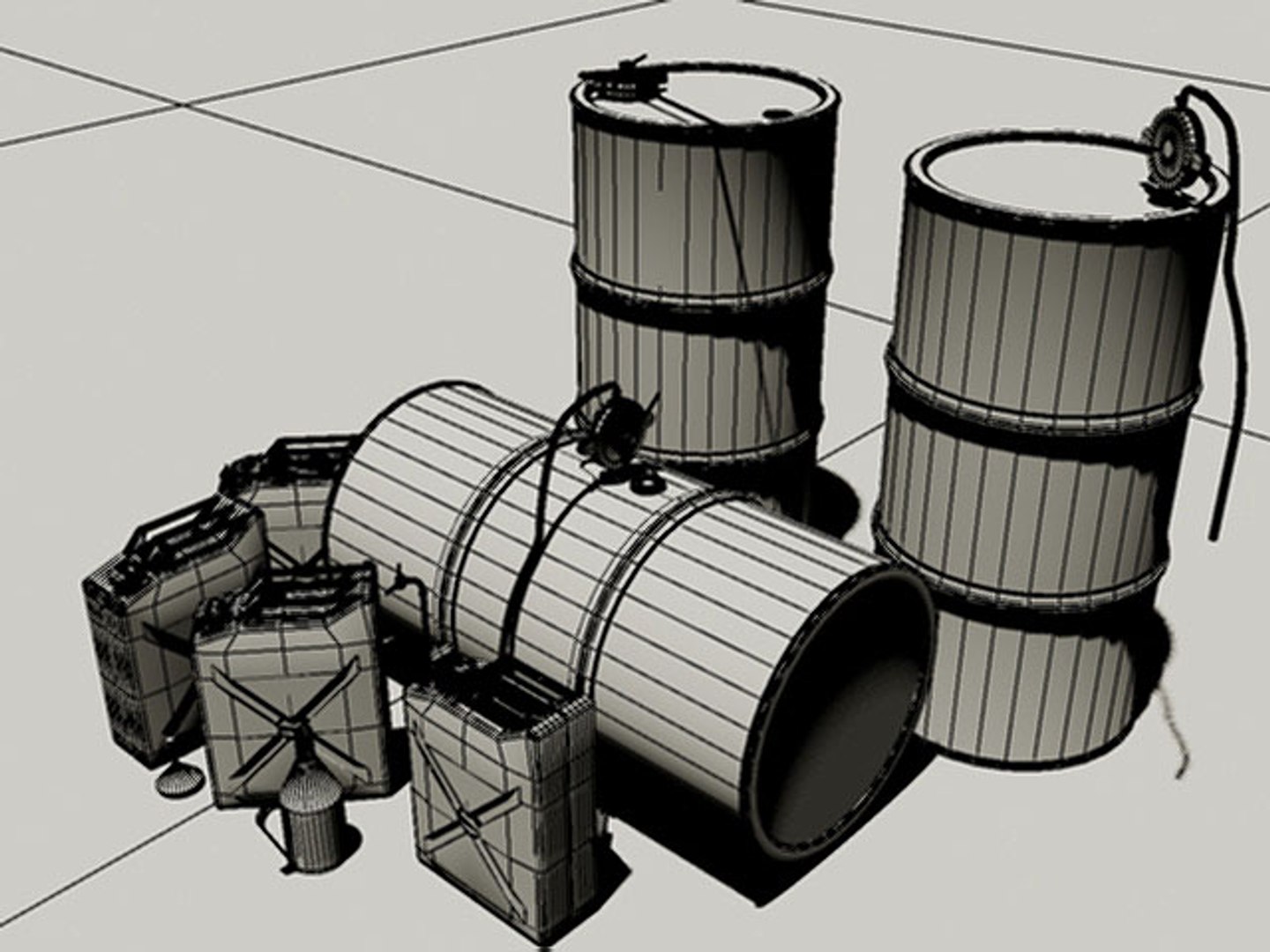 3d German Fuel Barrels Wwii