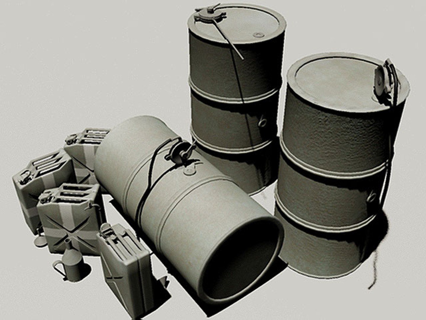 3d German Fuel Barrels Wwii