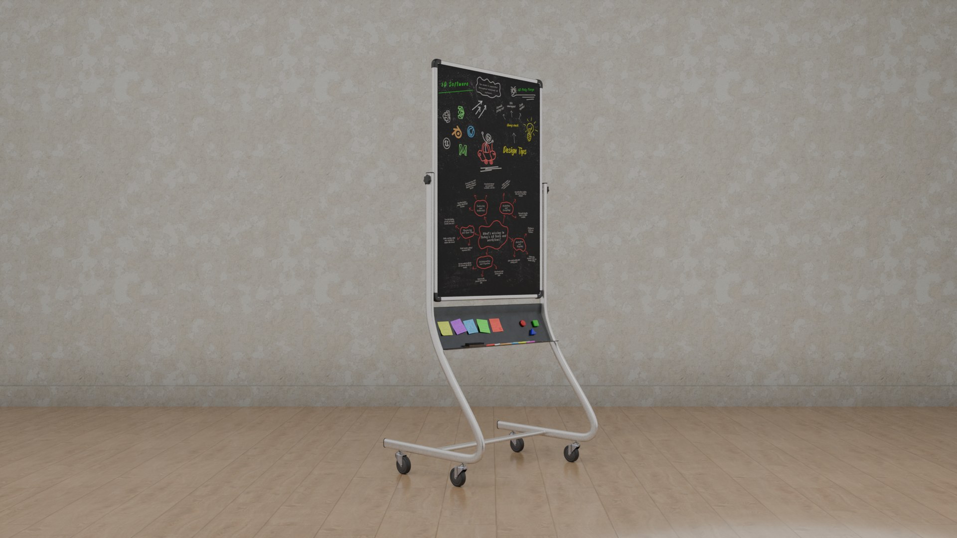 3D Model Compact Double-Sided Tall Trio - Customizable Writing Board ...