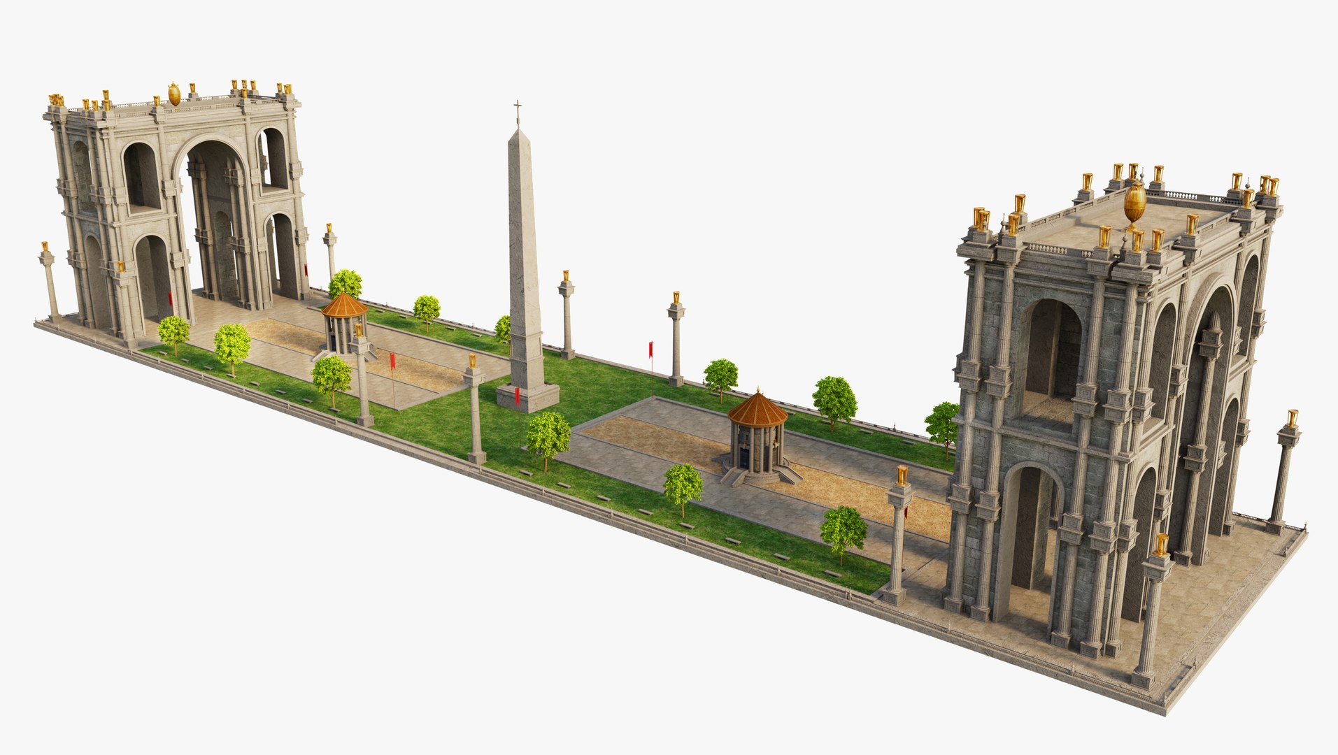 3D Ancient Roman Arches Gate - TurboSquid 2342256