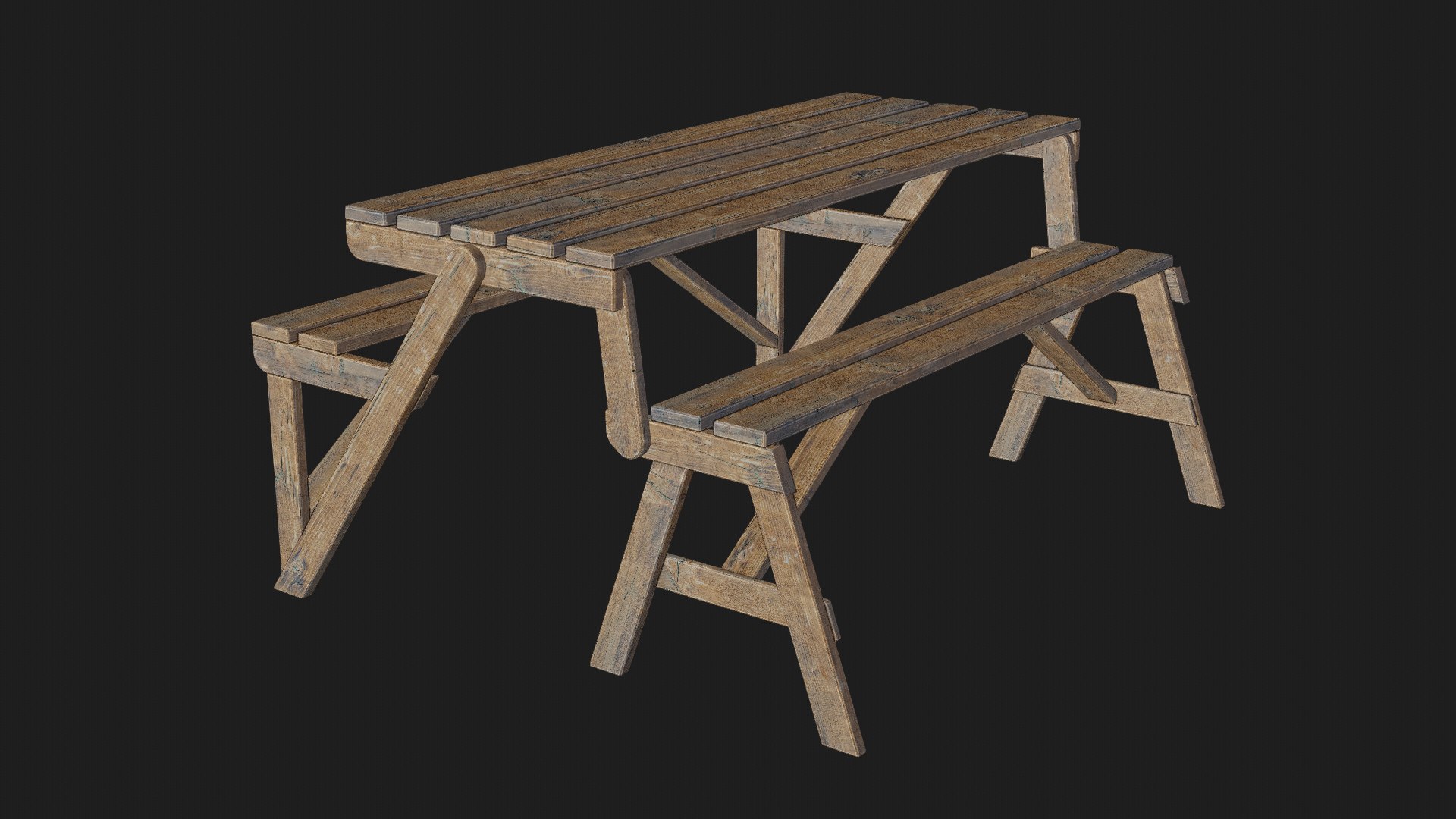 Convertible Picnic Table And Bench Rigged Animated 3D Model ...
