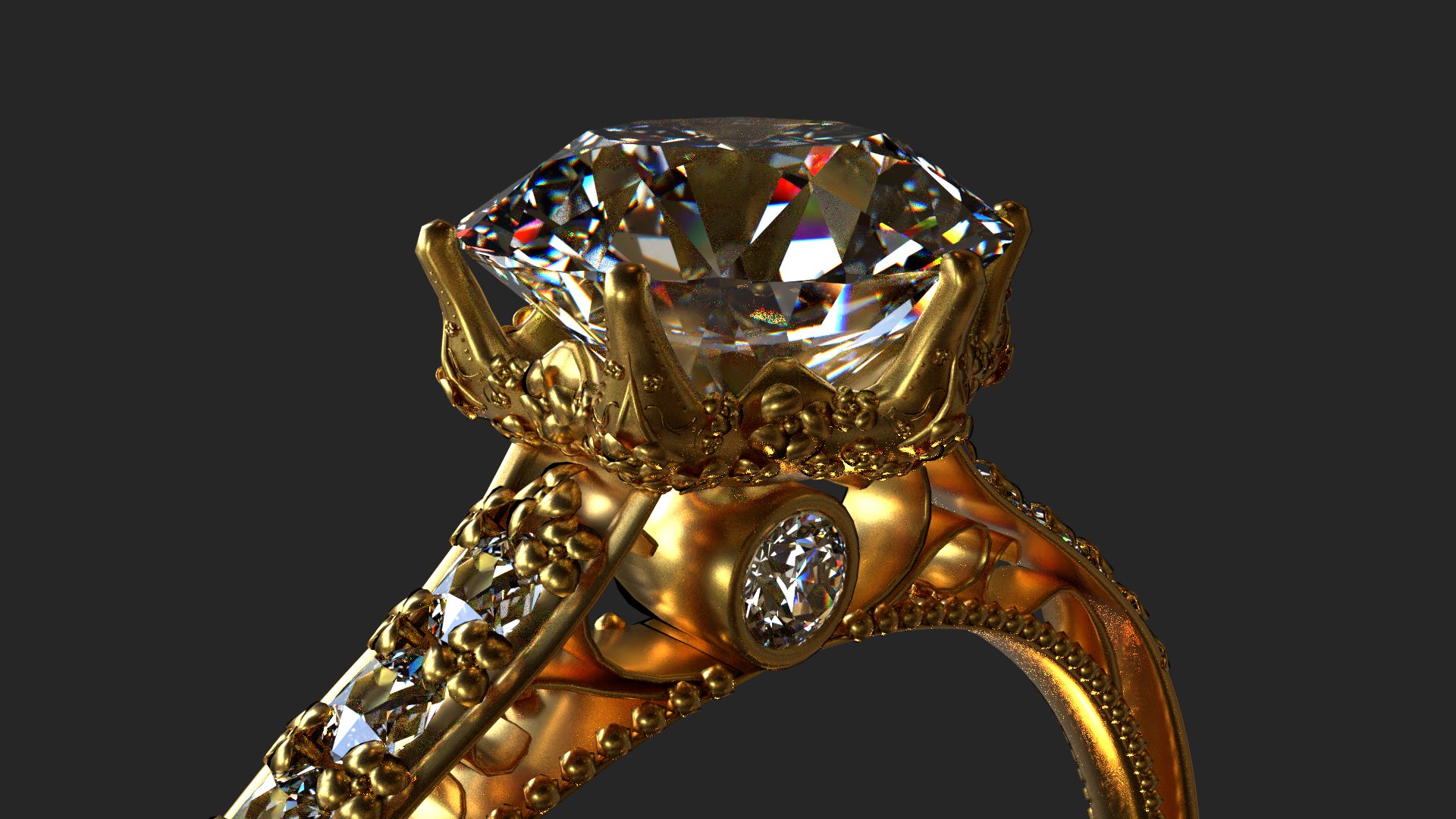 3D Gold ring with white diamond - TurboSquid 2174092