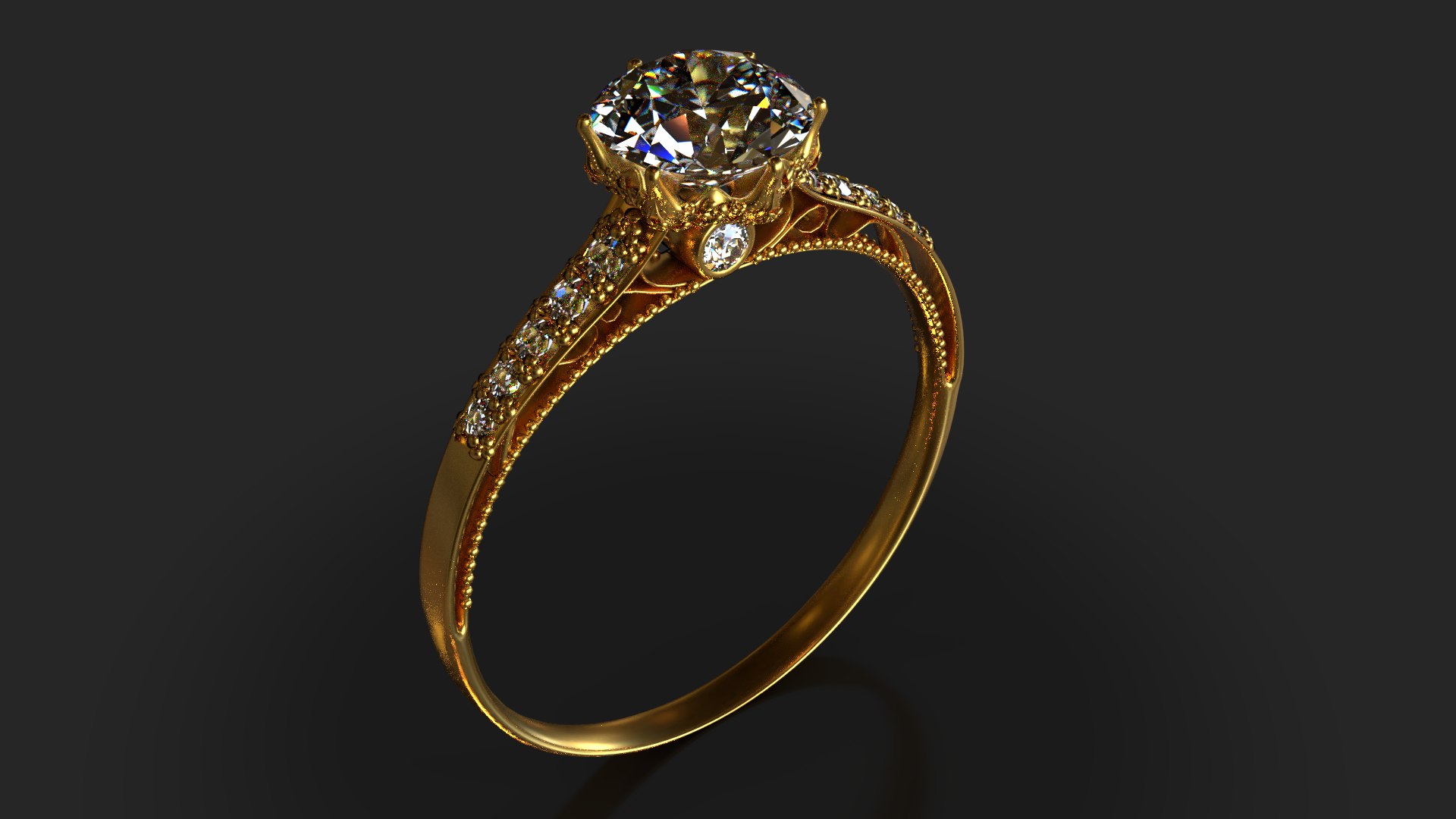 3D Gold ring with white diamond - TurboSquid 2174092